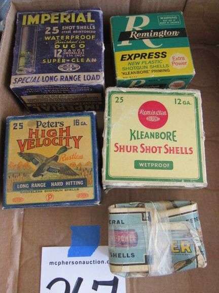 BOX WITH 5 OLD VITAGE SHOTGUN SHELLS BOXES AND SHELLS 12 AND 16 GA ...