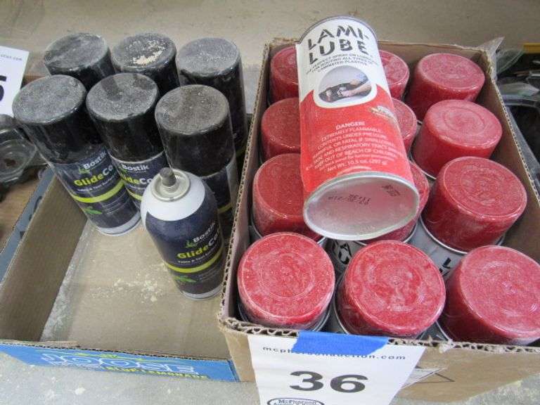 19 CANS OF LAMI LUBE / GLIDE COAT SPRAY - NEW - McPherson Auction & Realty