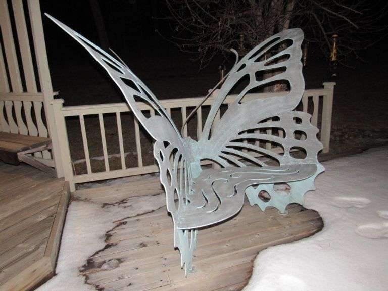 LARGE HEAVY METAL BUTTERFLY BENCH - ARPOX 5' TALL AND 6' WIDE - THIS ...