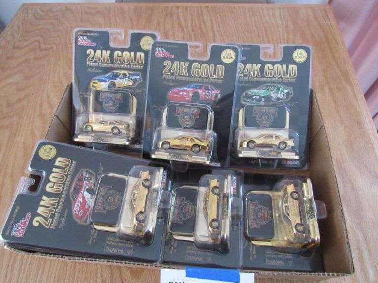 BOX OF 6 24K GOLD RACING CHAMPIONS CARS - McPherson Auction & Realty