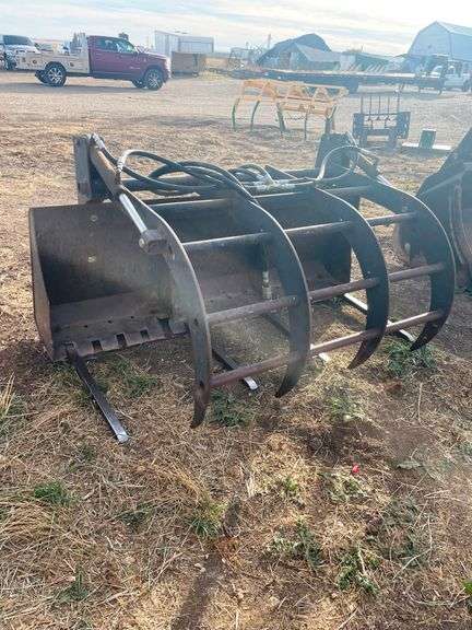 65" SKID LOADER MANURE / CLEAN OUT / HAY GRAPPLE BUCKET WITH 4 TINE ...