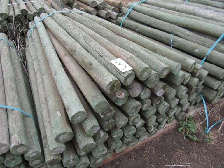 BUNDLE OF 75 4"X6.5' LINE POSTS TREATED SELLING BY THE BUNDLE ...