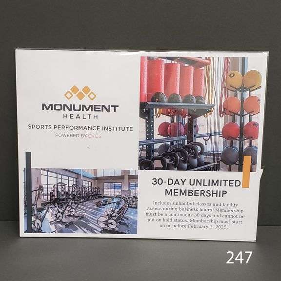 30-day unlimited membership to Monument Health Sports Performance ...