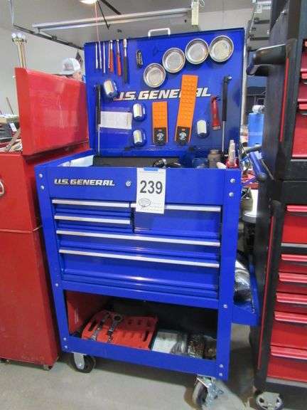 US GENERAL 30" 5 LOCKING DRAWER MECHANICS CART W/ LIFT TOP LID AND ...