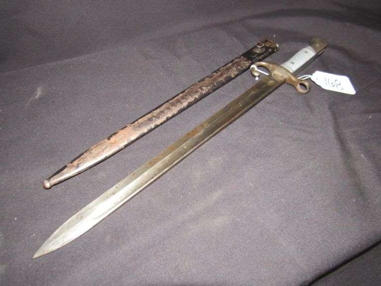 1891 OFFICERS DAGGER W/ 15 1/2" BLADE AND METAL SHEATH - LAST NAME IS ...