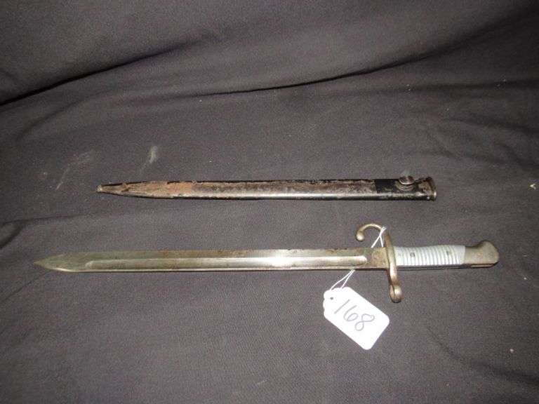 1891 OFFICERS DAGGER W/ 15 1/2" BLADE AND METAL SHEATH - LAST NAME IS ...