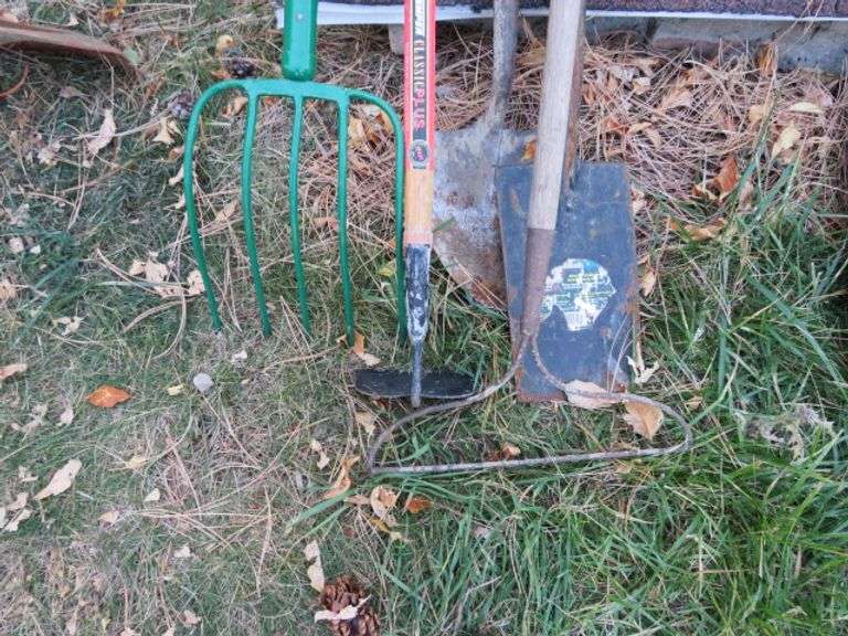 BRAND NEW PITCHFORK AND HO AND GARDEN RAKE, AND TWO SHOVELS - McPherson ...
