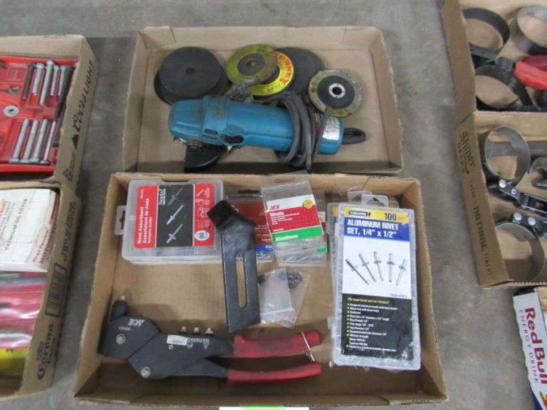 MAKITA 4" ELECTRIC GRINDER, POP RIVETS AND POP RIVET GUN - McPherson ...