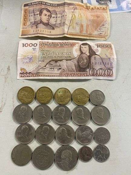 GROUP OF VARIOUS DENOMINATION PESO COINS AND PAPER - McPherson Auction ...