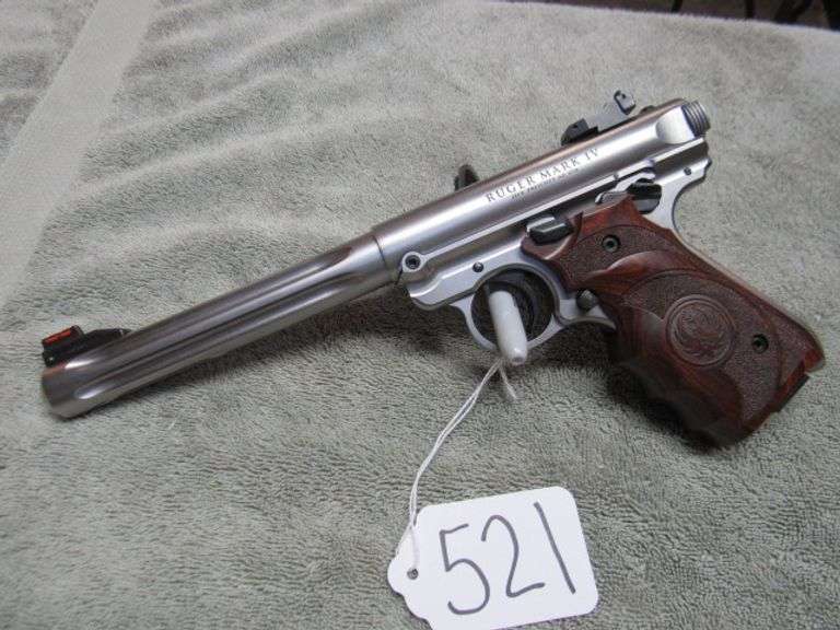 RUGER MARK IV HUNTER MOD. 22 LR VENTED SS BARREL W/ CASE 1 CLIP ...