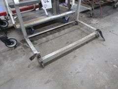 FOUR WHEEL CART W/ HANDLE, TWO STEP LADDER, STEP STOOL AND SMALL ...