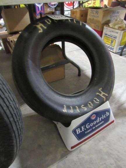 HOOSIER DRAG FRONT TIRE 15" AND A REPRODUCTION BF GOODRICH TIRE DISPLAY ...