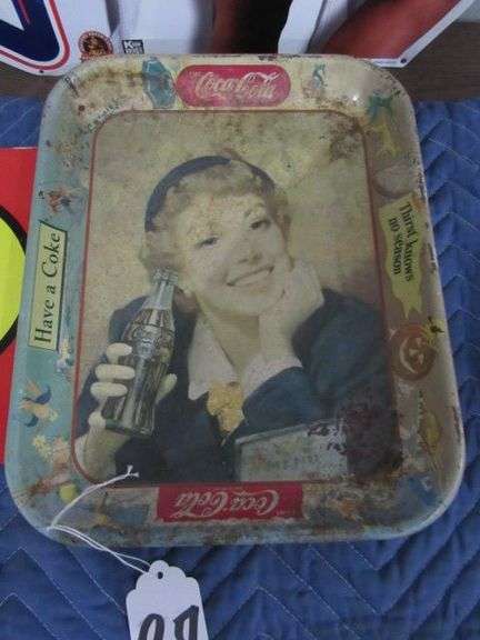 11" X 13' COKE LADY WITH MENU TRAY - OLD ORIGINAL - McPherson Auction ...