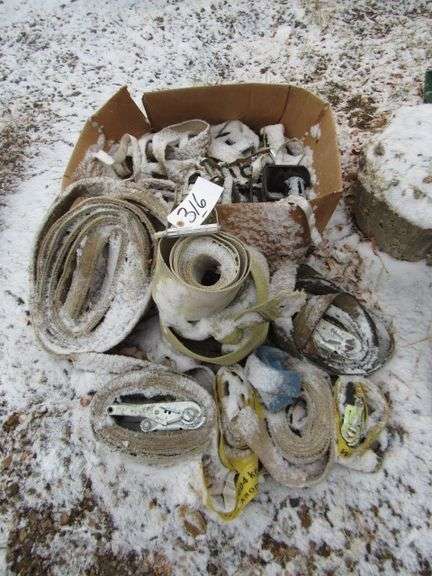 Large Group An Assortment Of Tie Down Ratchets Straps And Lifting