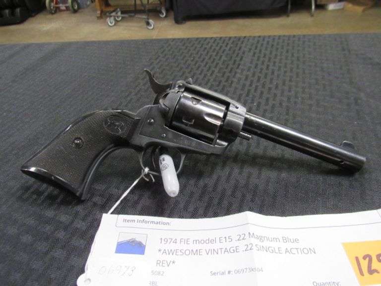 1974 FIE MODEL E15 MAGNUM BLUE REVOLVER - McPherson Auction & Realty