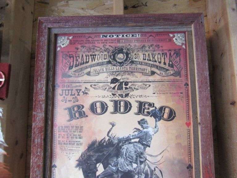 22" X 43" DEADWOOD RODEO POSTER -ARTIST SIGNED - BARN WOOD FRAME ...
