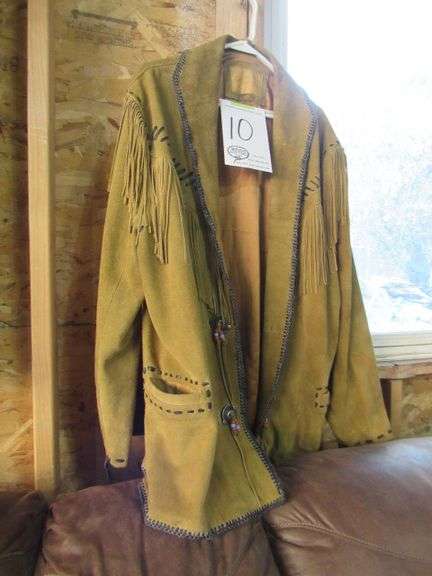 ELK HIDE LEATHER JACKET - FRINGE AND CONCHOS - VERY NICE - SIZE LARGE ...