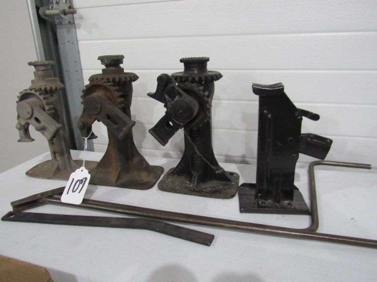 4 ANTIQUE JACKS AND ONE HANDLE - McPherson Auction & Realty