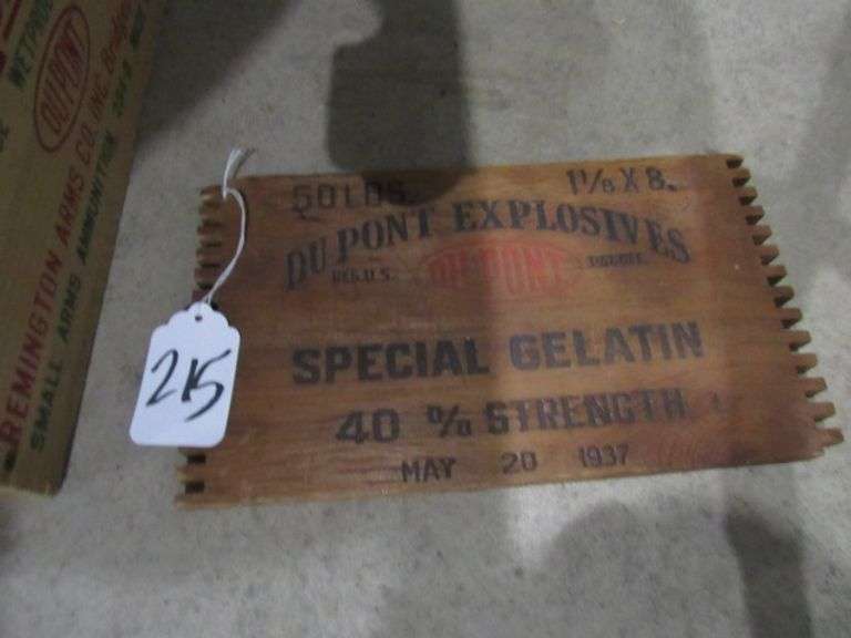 1937 DUPONT EXPLOSIVE END FROM WOOD BOX - McPherson Auction & Realty