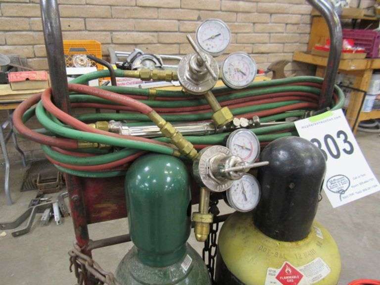 OXY/ACETYLENE TORCH SET WITH SMITH WITH SMITH GAUGES AND TORCH HANDSET ...