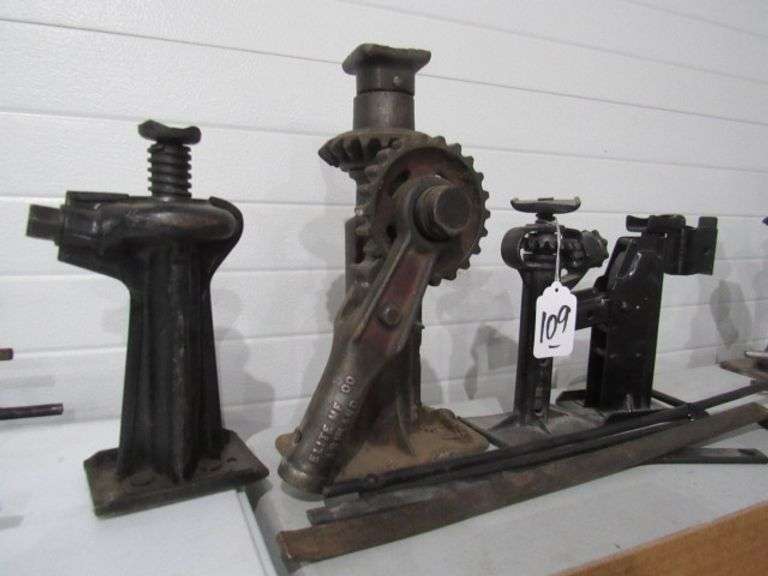 4 ANTIQUE JACKS AND ONE HANDLE - McPherson Auction & Realty