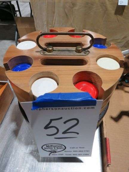 VINTAGE POKER CHIP SET IN SPINNER CASE - McPherson Auction & Realty