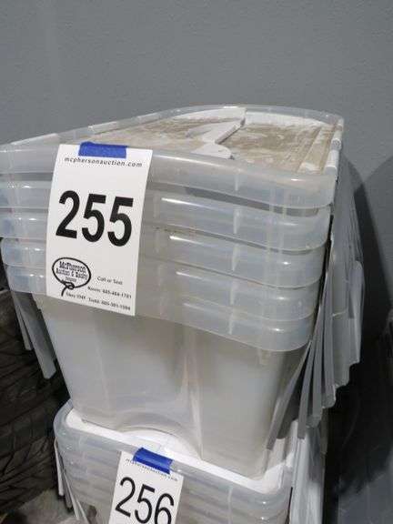 5 STERILITE PLASTIC STORAGE TUBS W/ INTERLOCKING LIDS ALL TO GO ONE ...