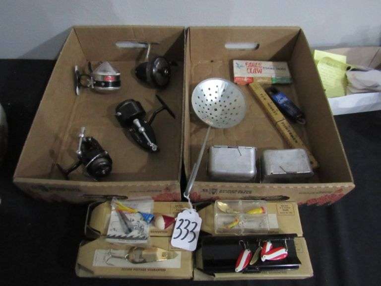 2 BOXES ASSTD. FISHING ITEMS AND LURES - McPherson Auction & Realty