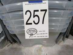 5 STERILITE PLASTIC STORAGE TUBS W/ INTERLOCKING LIDS ALL TO GO ONE ...