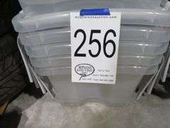 5 STERILITE PLASTIC STORAGE TUBS W/ INTERLOCKING LIDS ALL TO GO ONE ...