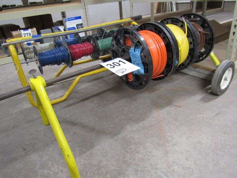 WIRE CART WITH #8 THHN SPOOLS NEARLY FULL - McPherson Auction & Realty