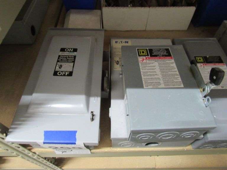SHELF OF 240 DISCONNECT SWITCHES ASSTD SIZES - McPherson Auction & Realty