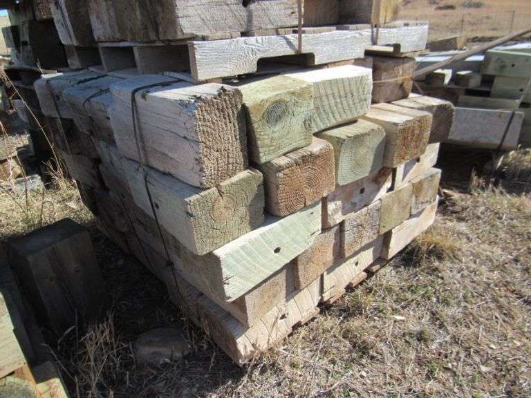 4 - PALLETS OF GUARD RAIL BLOCKS - ALL TREATED - GOOD BLOCKING HERE ...