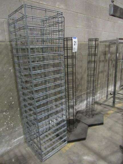 3 METAL GRID DISPLAY RACKS - FREESTANDING - McPherson Auction & Realty