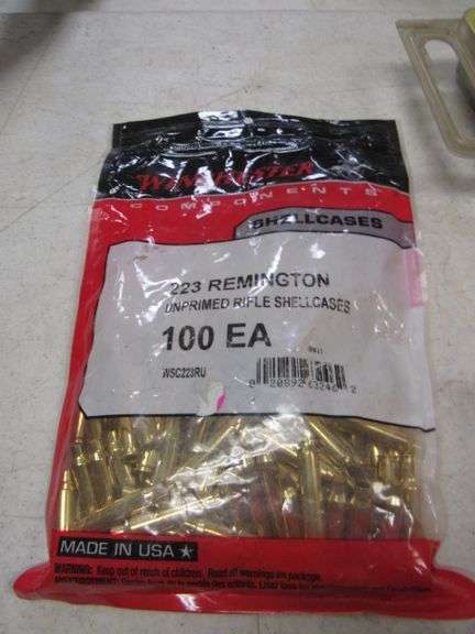 100 ROUNDS OF .223 UNPRIMED RIFLE SHELL CASINGS AND ASSORTED ROUNDS OF ...