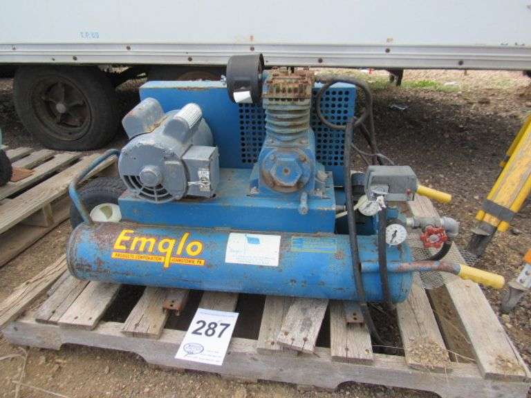 EMGLO 1.5HP TWIN TANK AIR COMPRESSOR - WILL CHECK OPERATION AND UPDATE ...