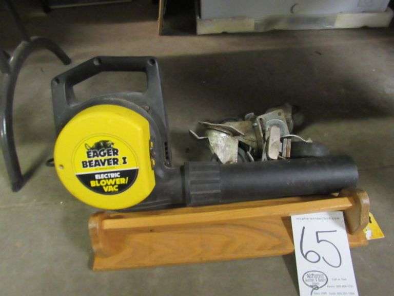 EAGER BEAVER ELECTRIC BLOWER/VAC FOUR CASTORS AND A TOWEL RACK - McPherson Auction & Realty