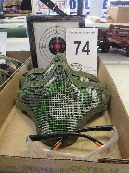 TARGET FOR BB GUN AND THREE SCREENED FACE SHIELDS, ONE PAIR OF SAFETY ...