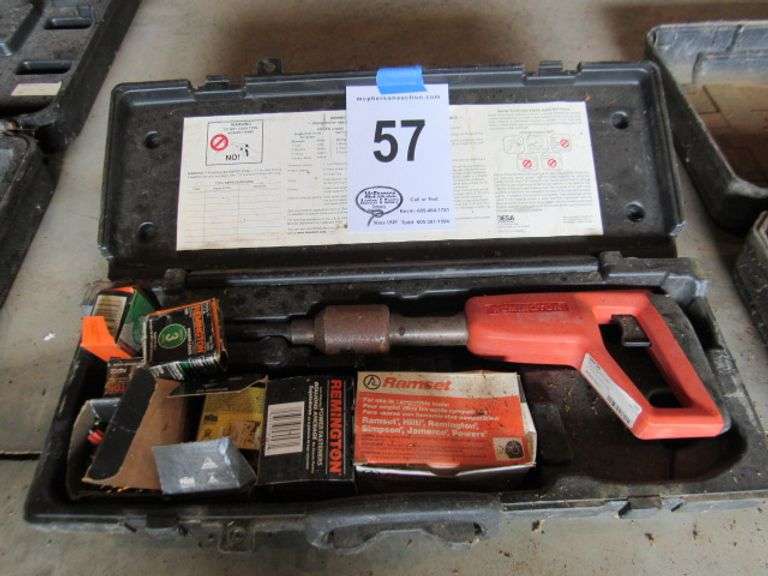 REMINGTON ANCHOR GUN WITH CASE AND SUPPLIES - McPherson Auction & Realty