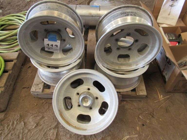 SET OF 5 WESTERN ALUMMINUM RIMS 5 HOLE 15"X7 - McPherson Auction & Realty