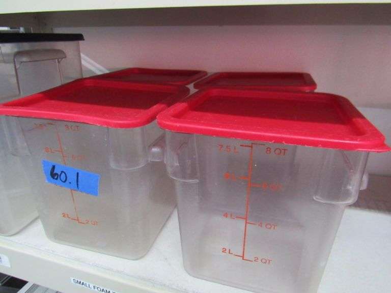 5 CARLISLE PLASTIC CONTAINERS W/LIDS - McPherson Auction & Realty