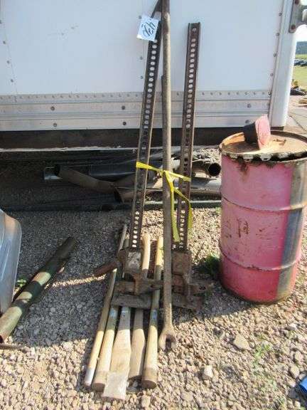 TWO HANDY MAN JACKS WOOD HANDLES AND RAILROAD SPIKE PULLER - McPherson ...