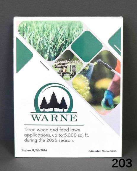 Warne Green Force Lawn Care. Gift certificate for three weed and feed ...