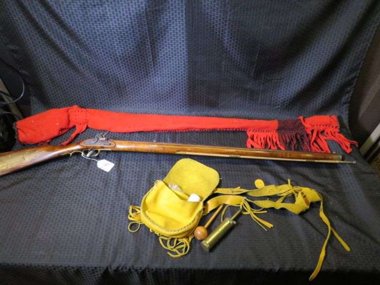 BLACK POWEDER FLINT LOCK MUZZLE LOADER GUN WITH SLEEVE AND BAG ...