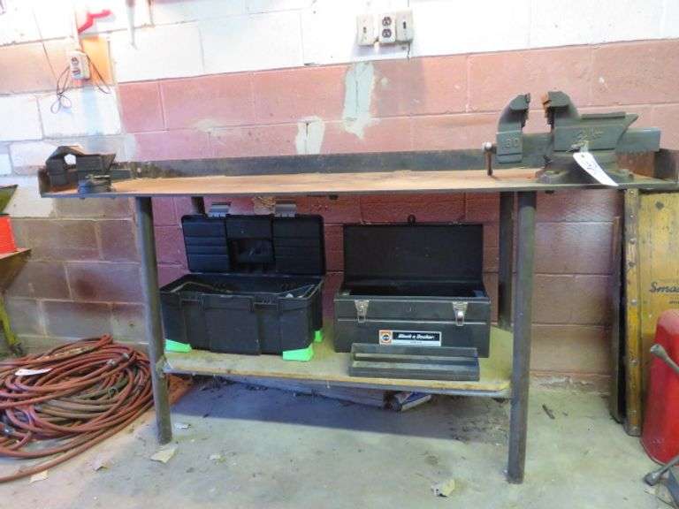 6" BABCO BENCH VISE WITH 6'X20"XSTEEL WELDING TABLE 3.5" DUNLAP VICE ...