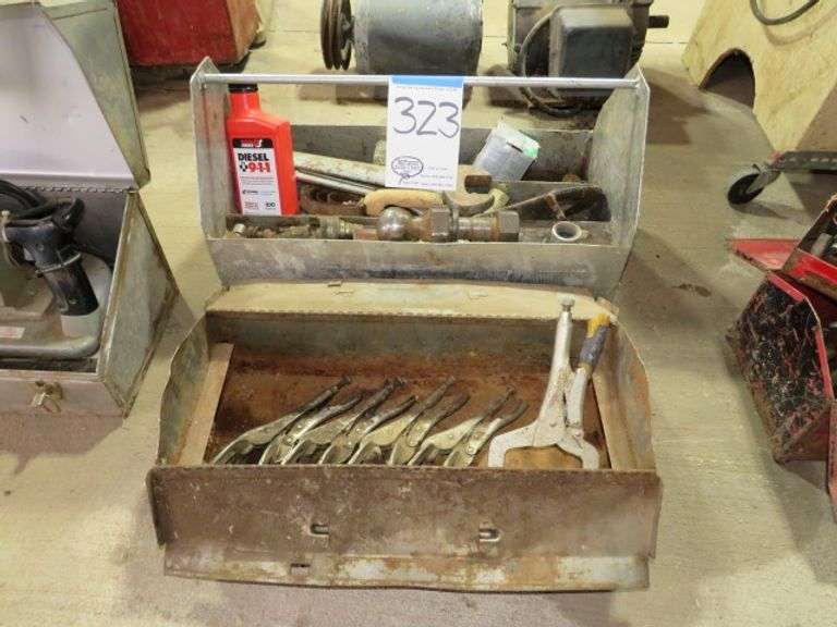 2 TOOL BOXES AND ASSTD. TOOLS 5 PR. VISE GRIP WELDING PLIARS ...