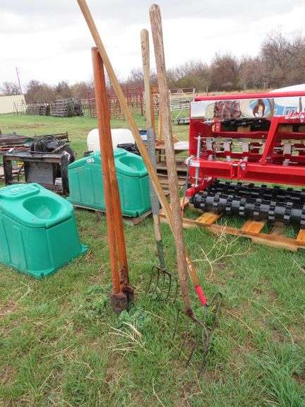 2 PITCH FORKS, HOLE CLEAN OUT AND RAKE - McPherson Auction & Realty