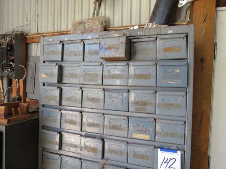 STEEL COMPARTMENT BOLT BIN 73" TALL X 35 1/2" X 18" DEEP 72 DRAWERS ...