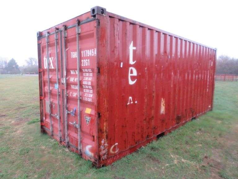 20' RED COLORED TEX SHIPPING CONTAINER - USED - - WIND & WATER TIGHT ...