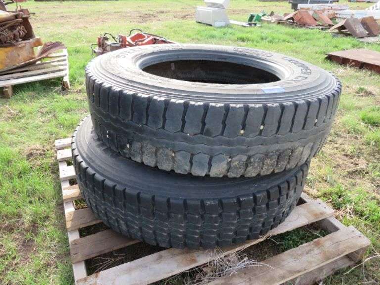 2 - 285/75r24.5 TRUCK TIRES AND ONE TRUCK STEEL RIM - McPherson Auction ...